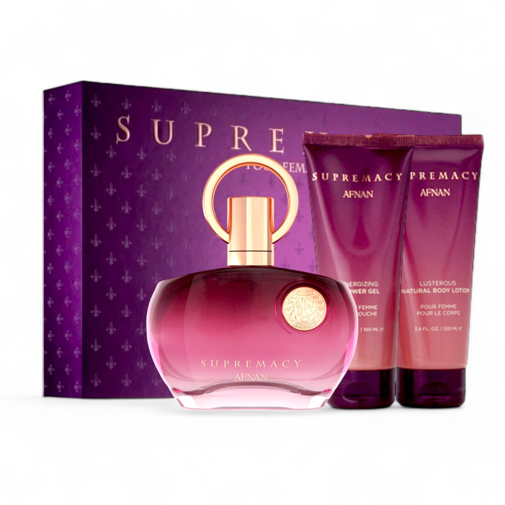 Supremacy Purple by Afnan for Women 3 PCS Set: Eau de Parfum 3.4 oz